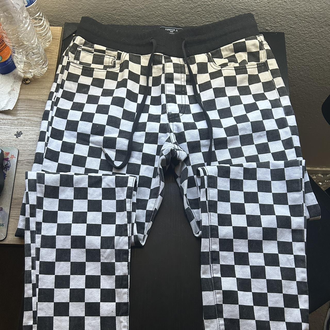 Checkerboard pants, they’re pretty long and comfy,... - Depop