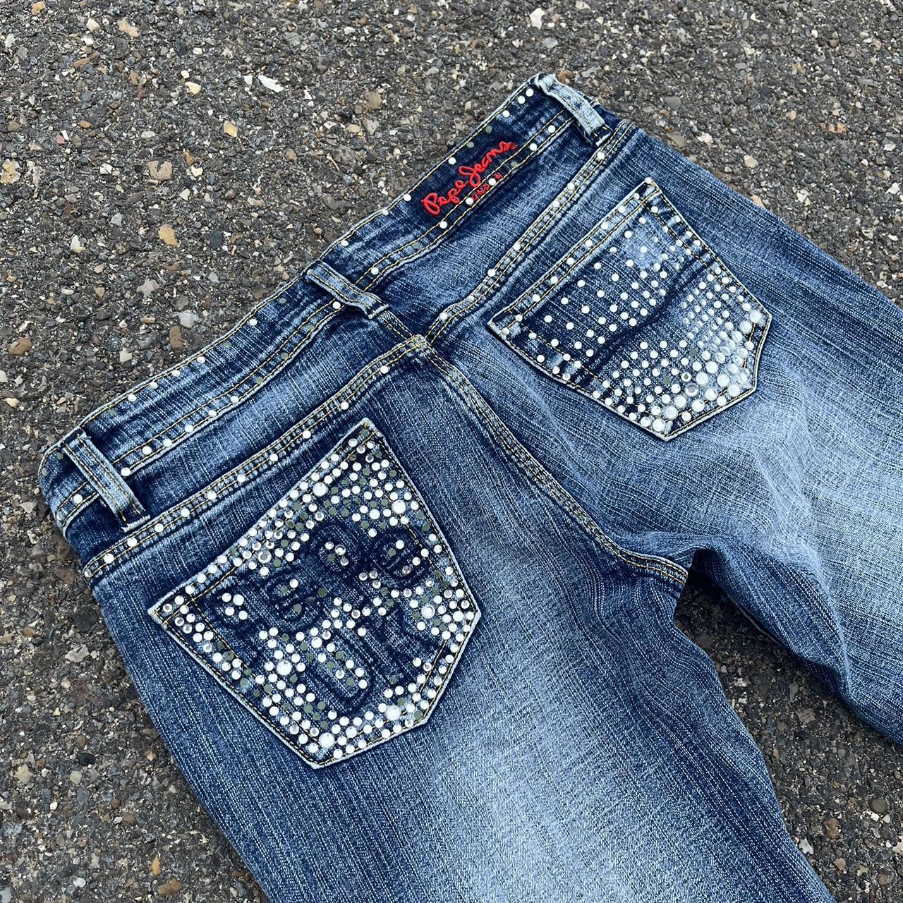 Lowrise bootcut jeans with rhinestones . soo cute .... | Depop
