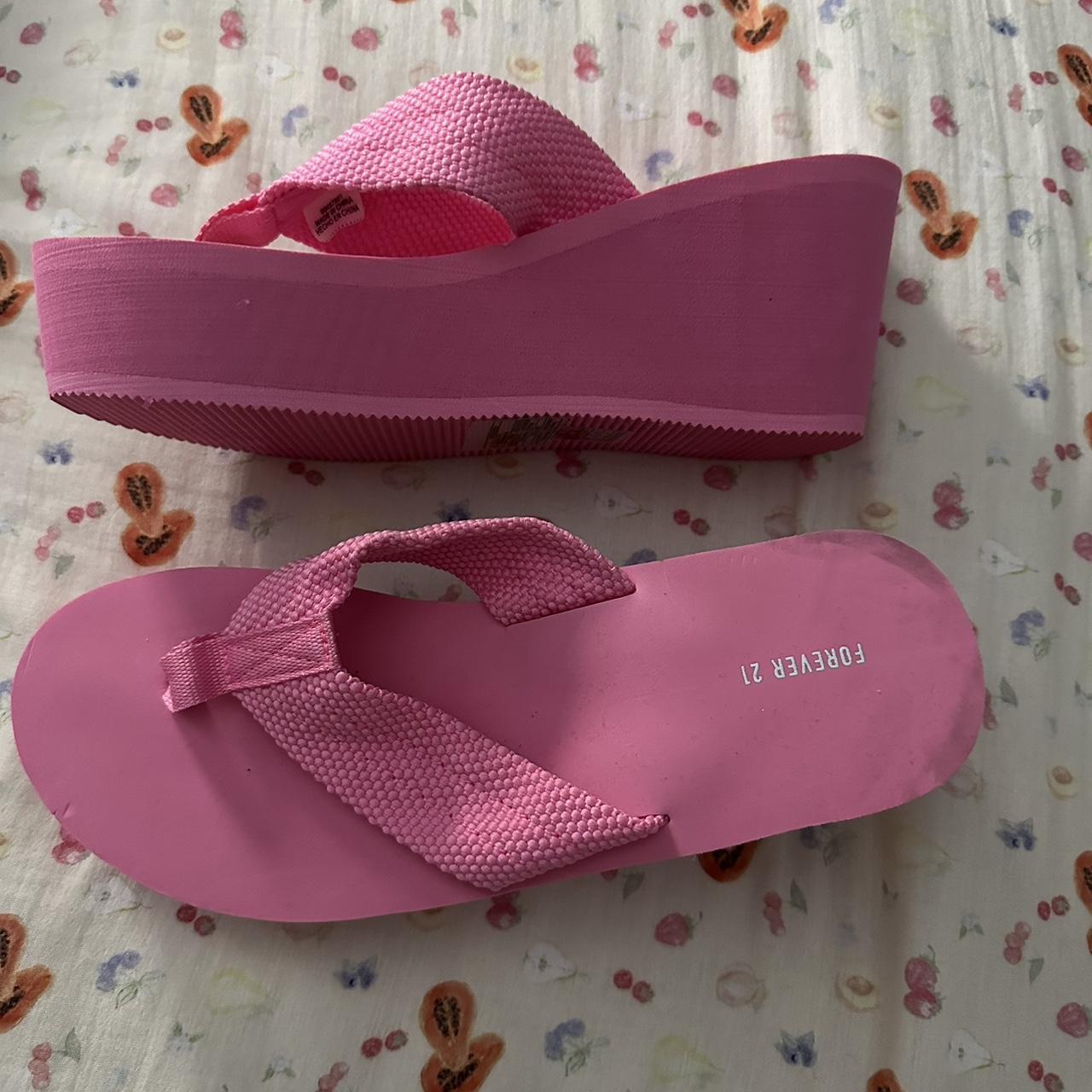 pink platform sandals🩷 -forever 21, size 9 -good... - Depop