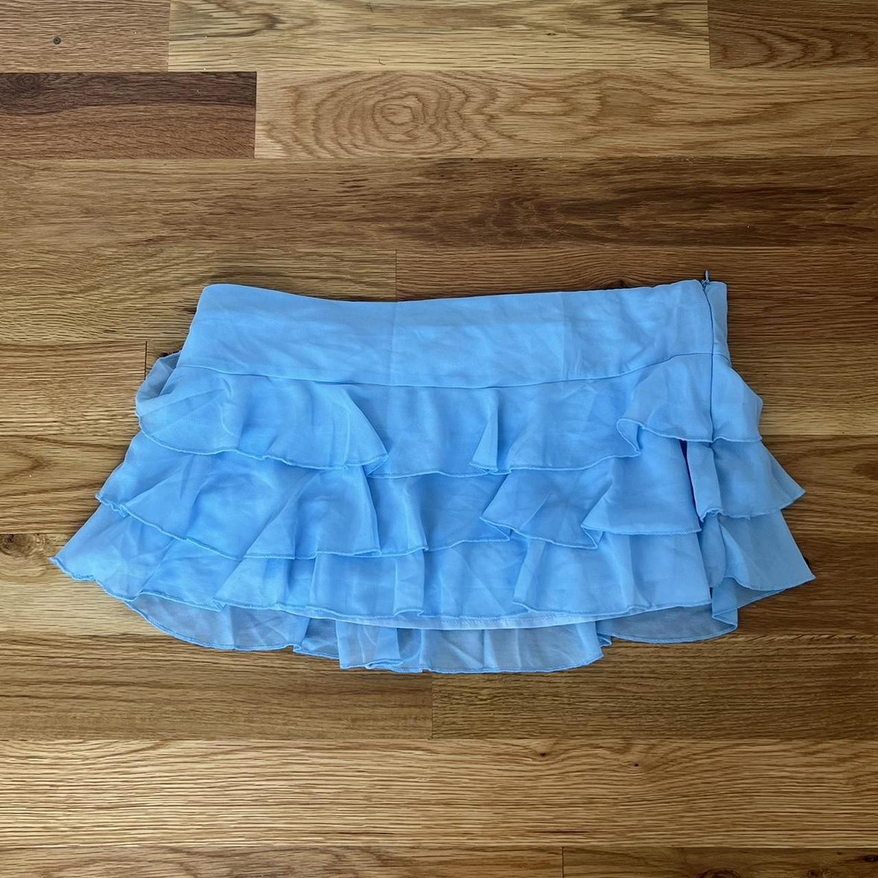 Blue ruffle mini skirt - Depop