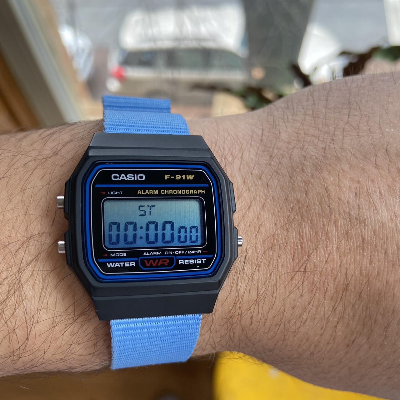 Ice Blue Custom Casio - Modified F91W One of a kind... - Depop