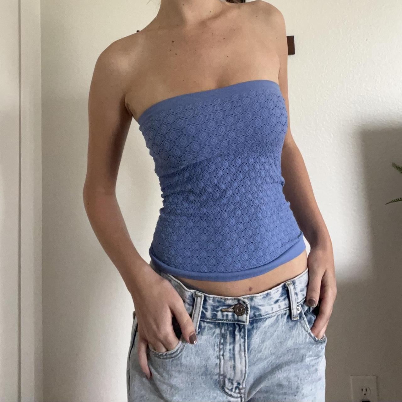 Beautiful free people stretchy blue patterned tube... - Depop