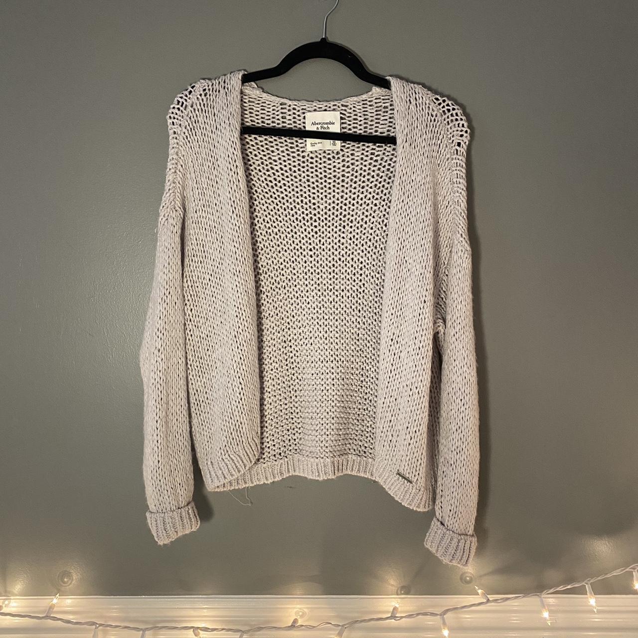 light gray knit cardigan - Depop