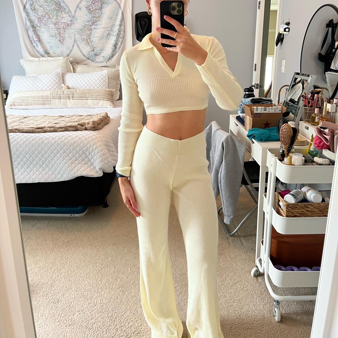 Nasty Gal lounge set #nastygal #loungeset #cream... - Depop