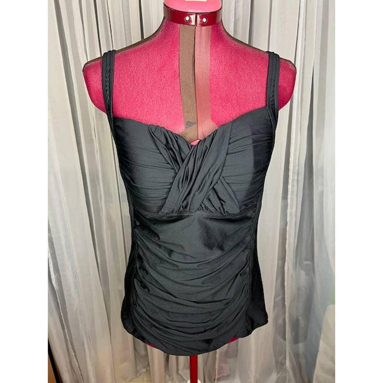 Athena tankini top black ruched Size 12 built in... - Depop