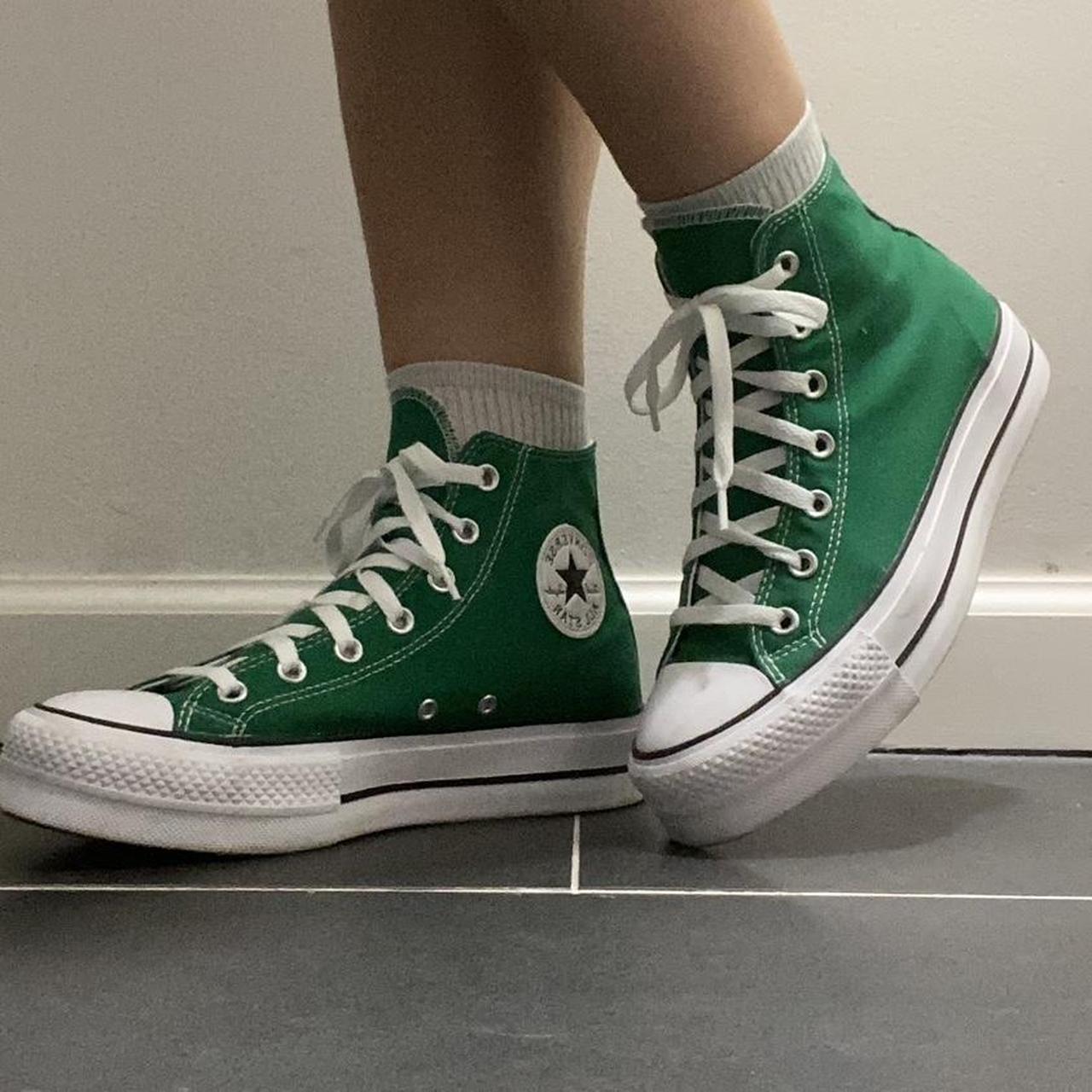 Green platform high top converse. Women’s 8.5, only... - Depop