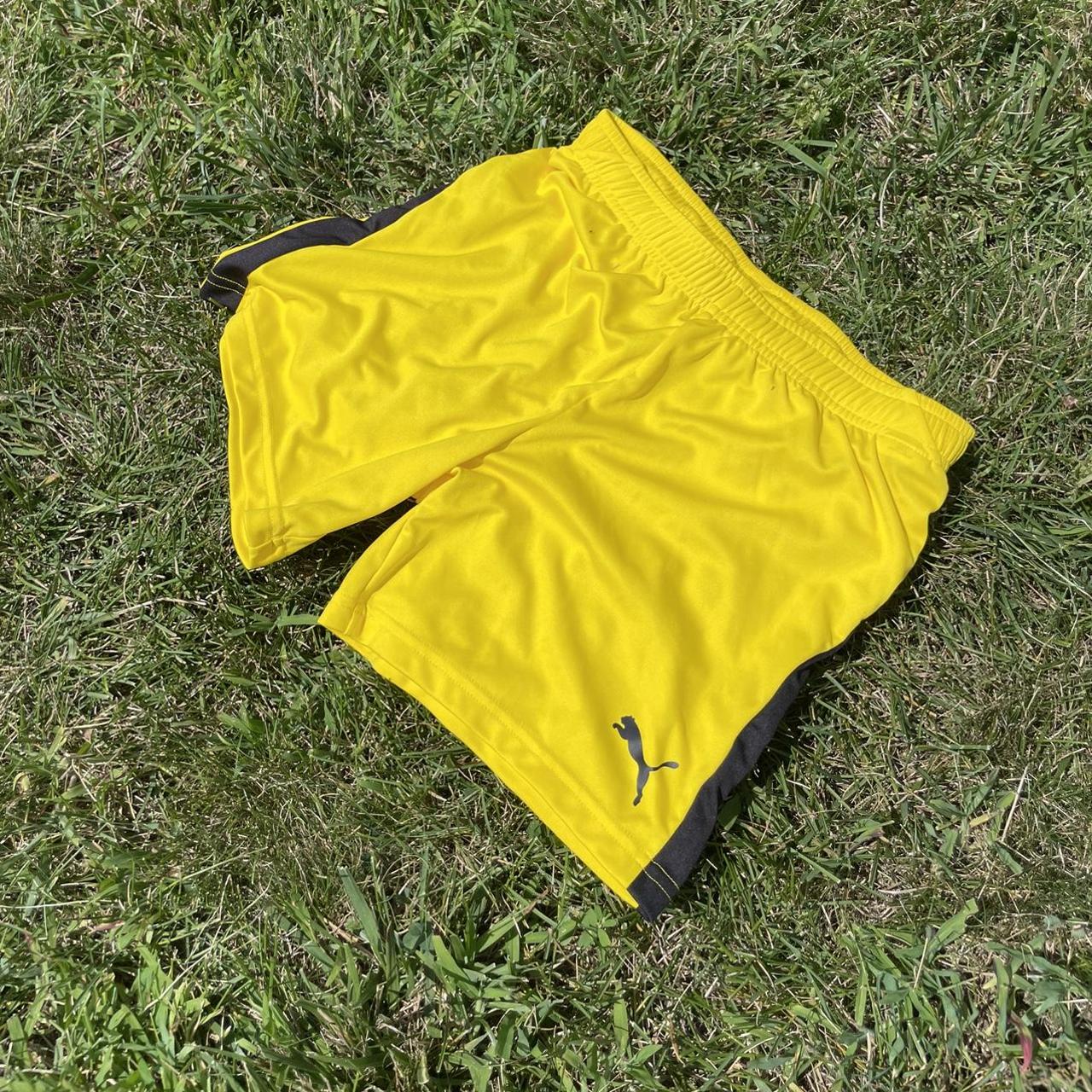PUMA Yellow and Black Athletic Shorts — Size S... - Depop