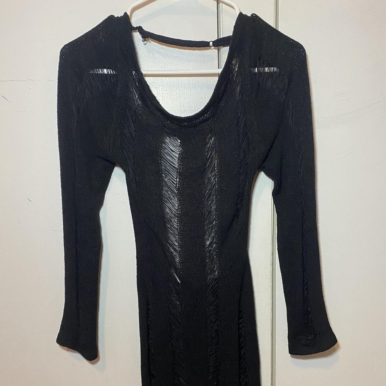 Black ripped dress, open and adjustable back - Depop