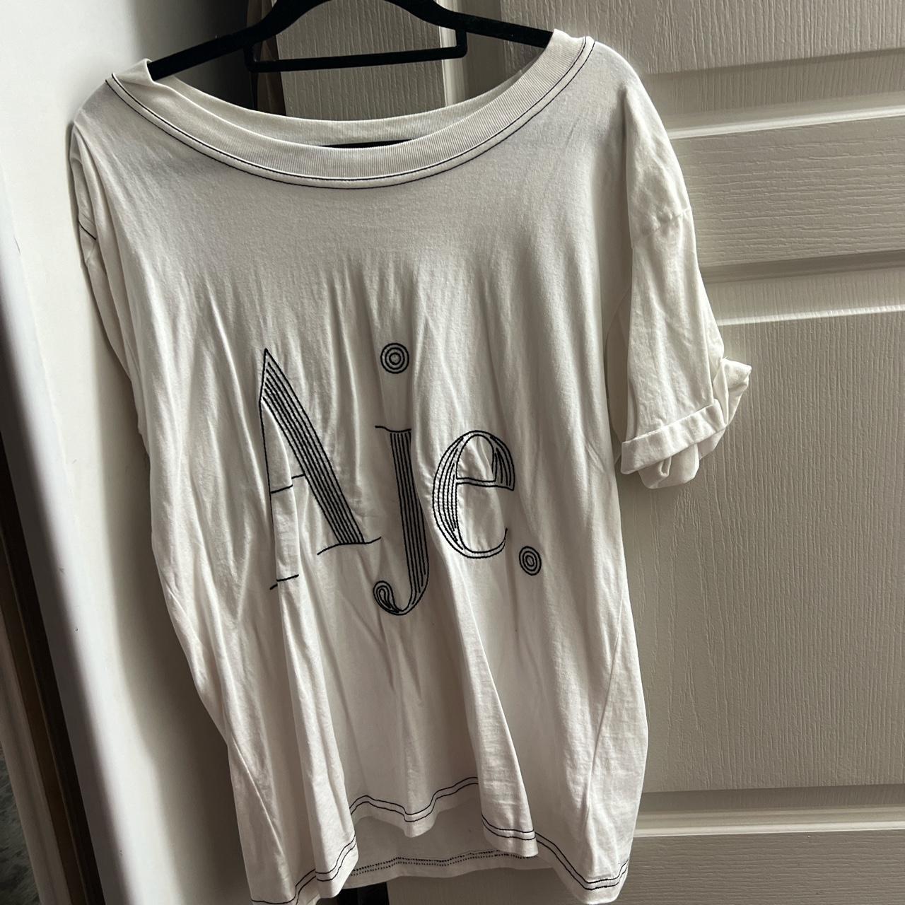 Aje Women's White T-shirt | Depop