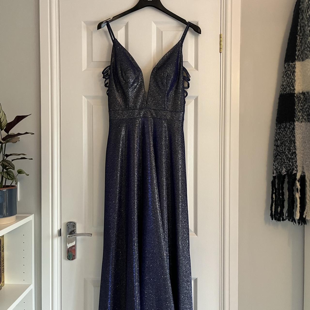 Beautiful navy blue maxi/ prom dress with sparkles... | Depop