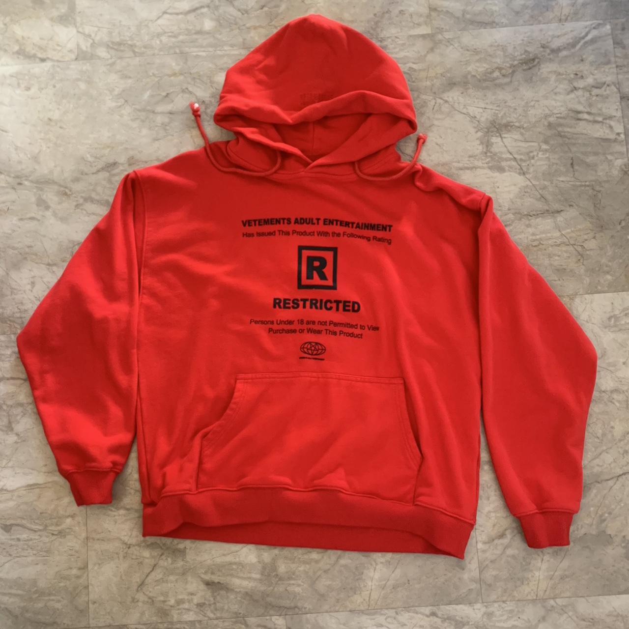 Vetements Men's Red Hoodie | Depop