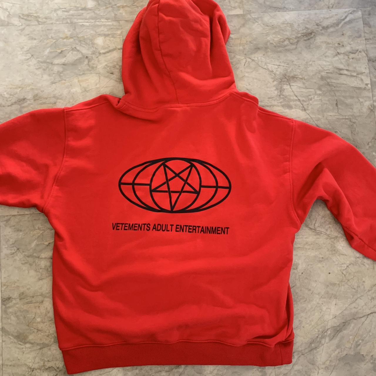 Vetements Men's Red Hoodie | Depop