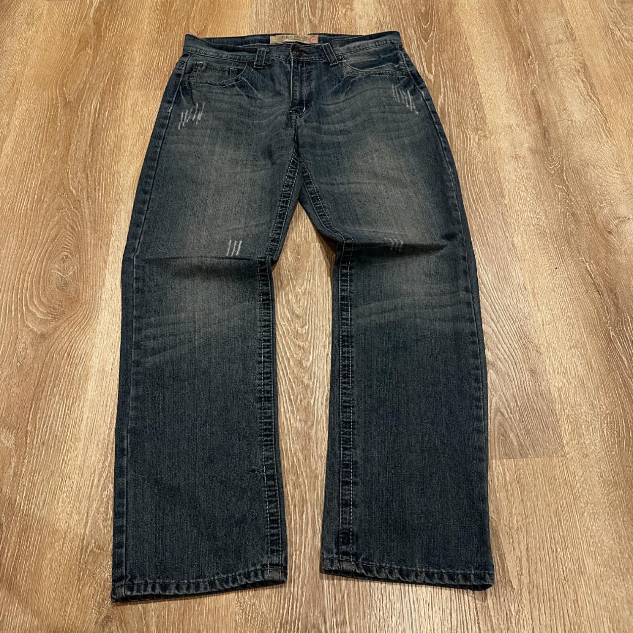 Vintage Red Snap Denim ~ size 36x32 ~ unique 3 line... - Depop