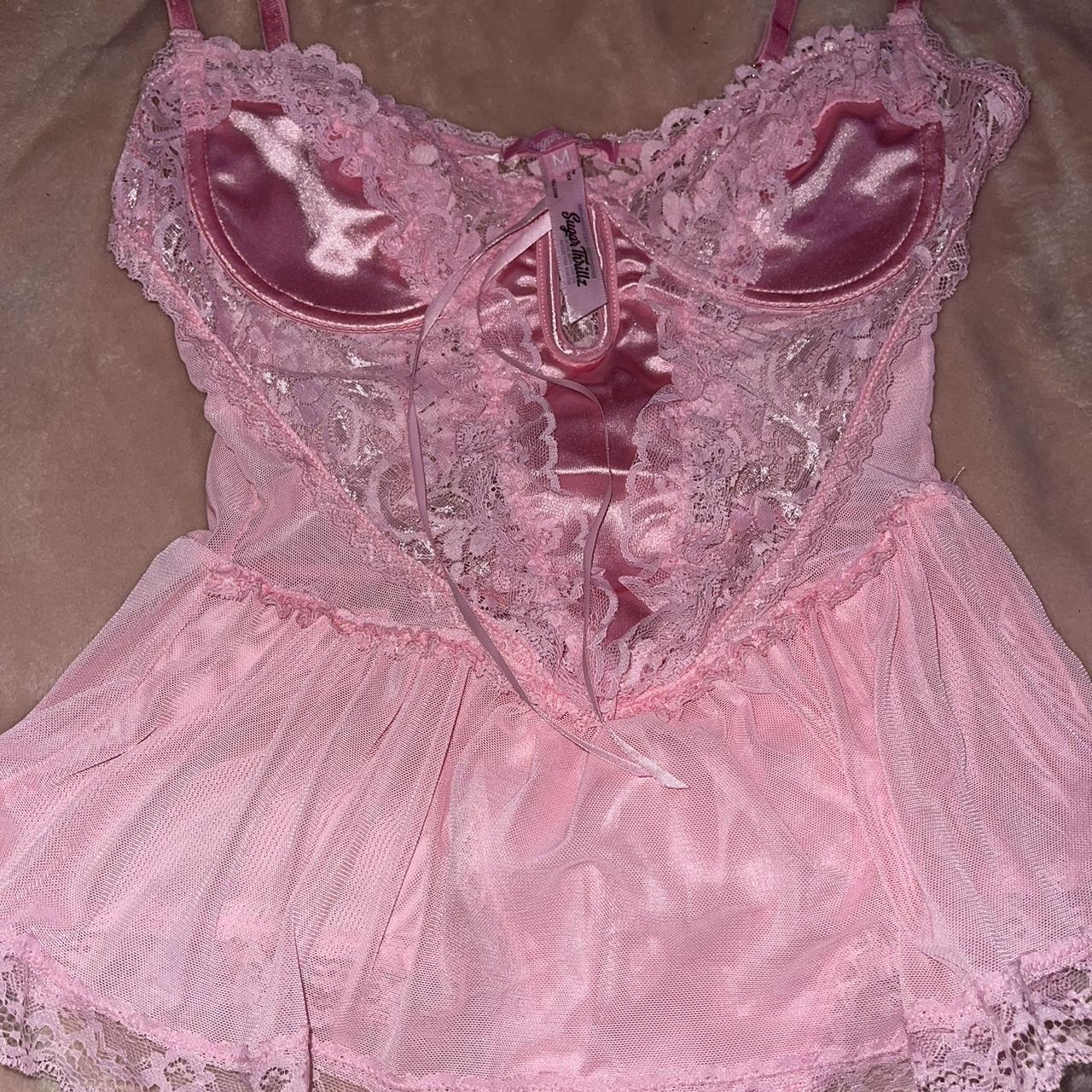 Sugar Thrillz pink frilly jumpsuit teddy 💞 this... - Depop