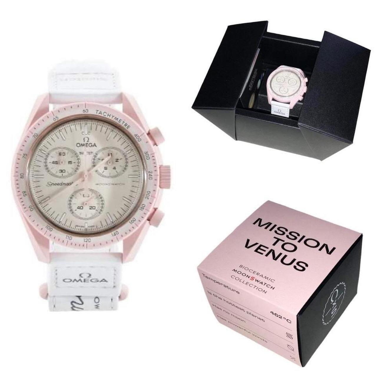 Omega Women's Pink and White Watch | Depop