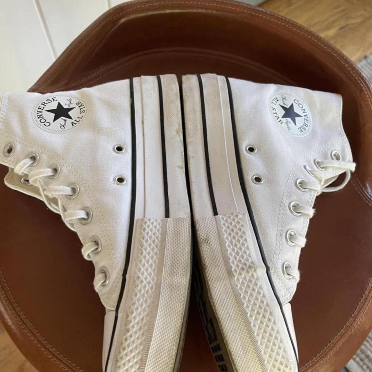 platform white converse worn but still in great... - Depop
