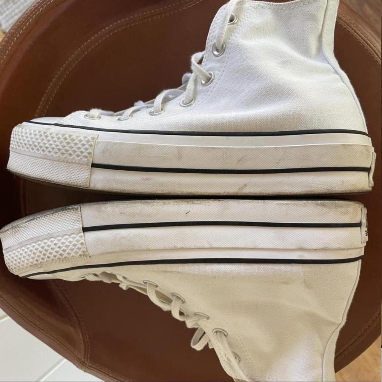 platform white converse worn but still in great... - Depop