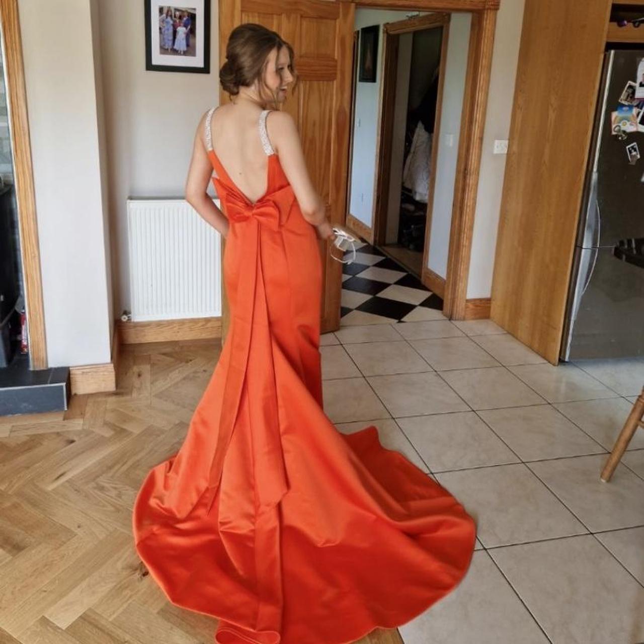 Stunning orange debs dress for sale x Custom made... - Depop