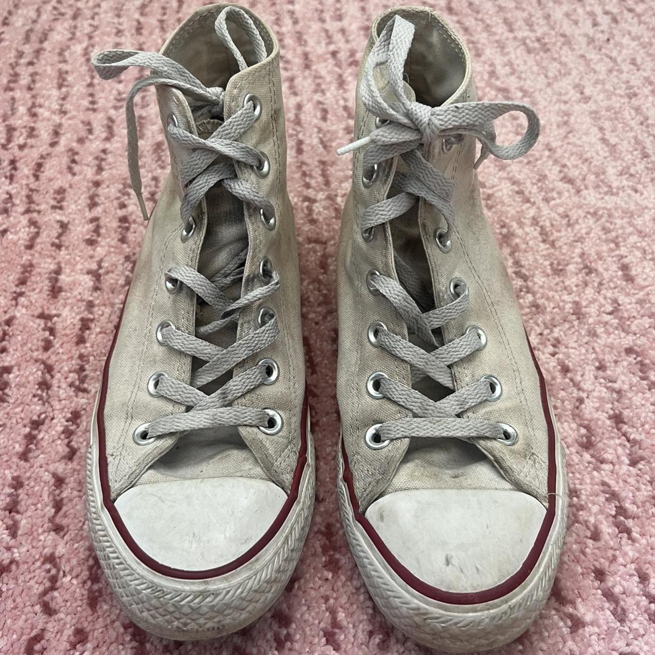 y2k off white (cream) high top converse these are... - Depop