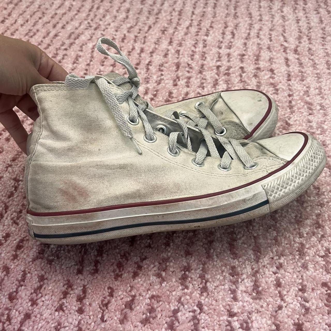 y2k off white (cream) high top converse these are... - Depop