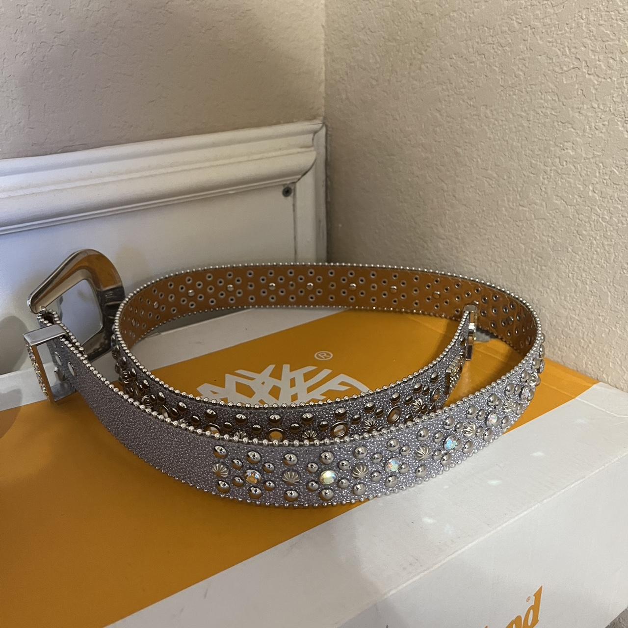 B.B Simon rhinestone belt Basically brand new worn... - Depop
