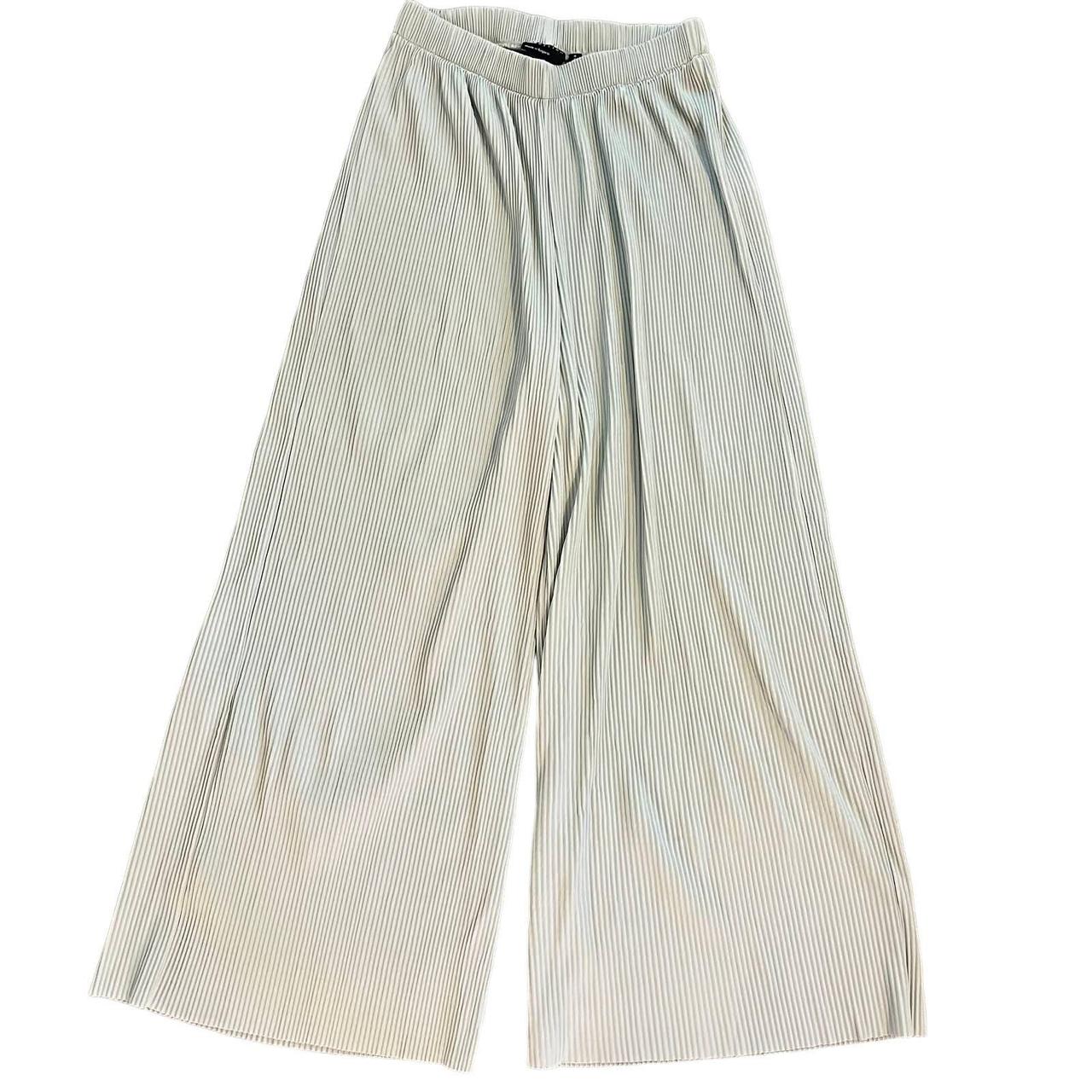 ASOS pastel green wide leg accordion flare pants... - Depop