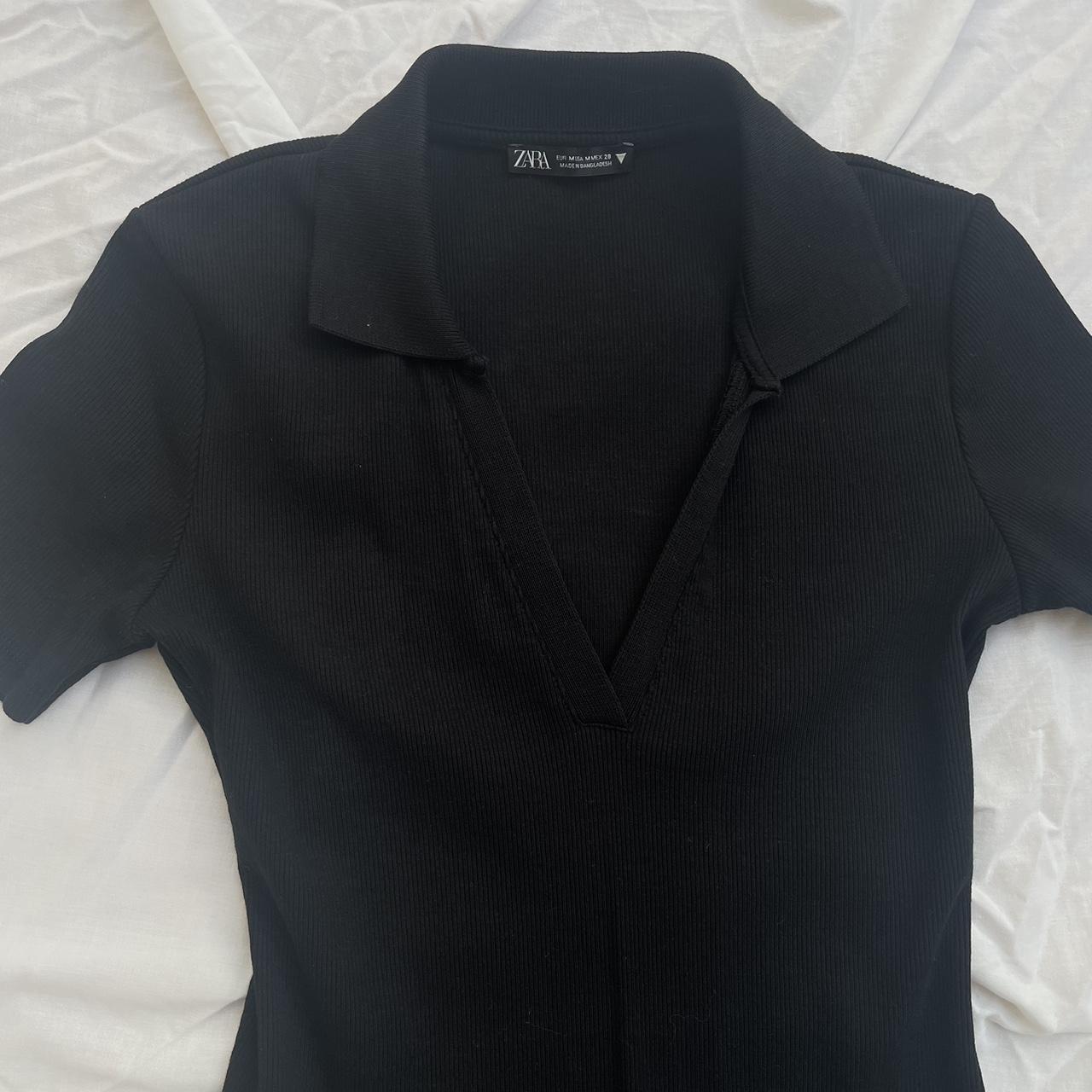 Zara Black Polo Collar Mini Dress. Size M. Only worn... - Depop