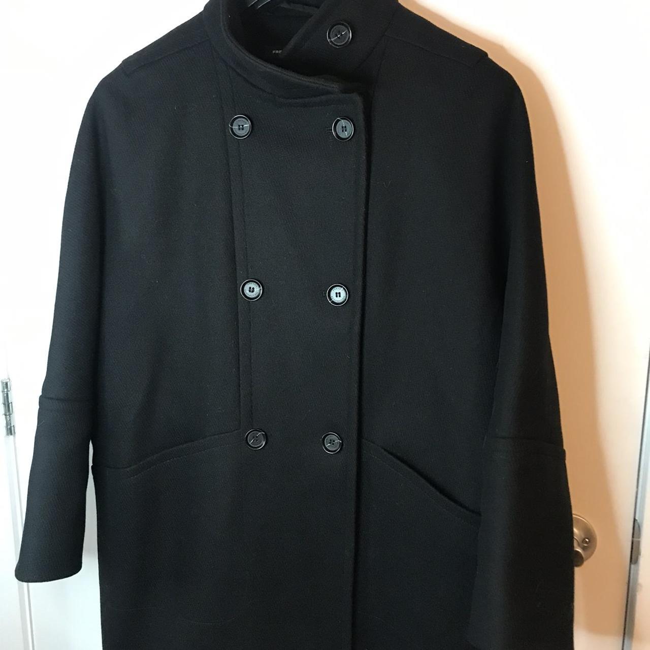 French Connection Black Double Breasted Coat, Size... - Depop
