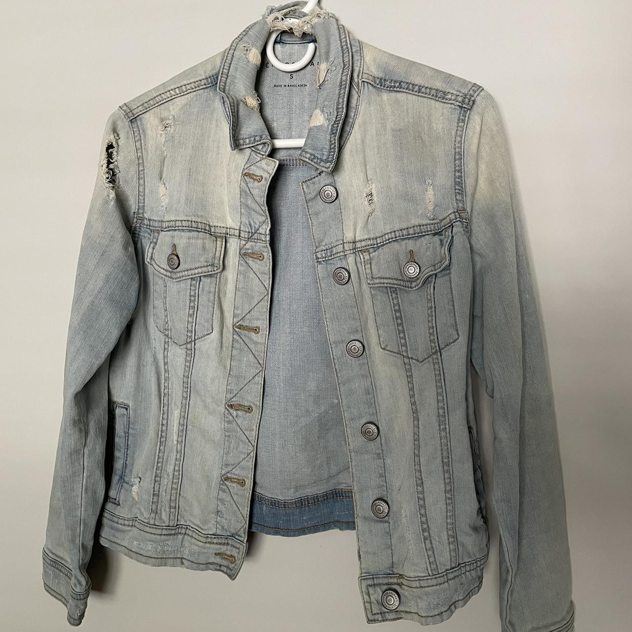 Size S Ripped Denim Jean Jacket From Aeropostale Depop