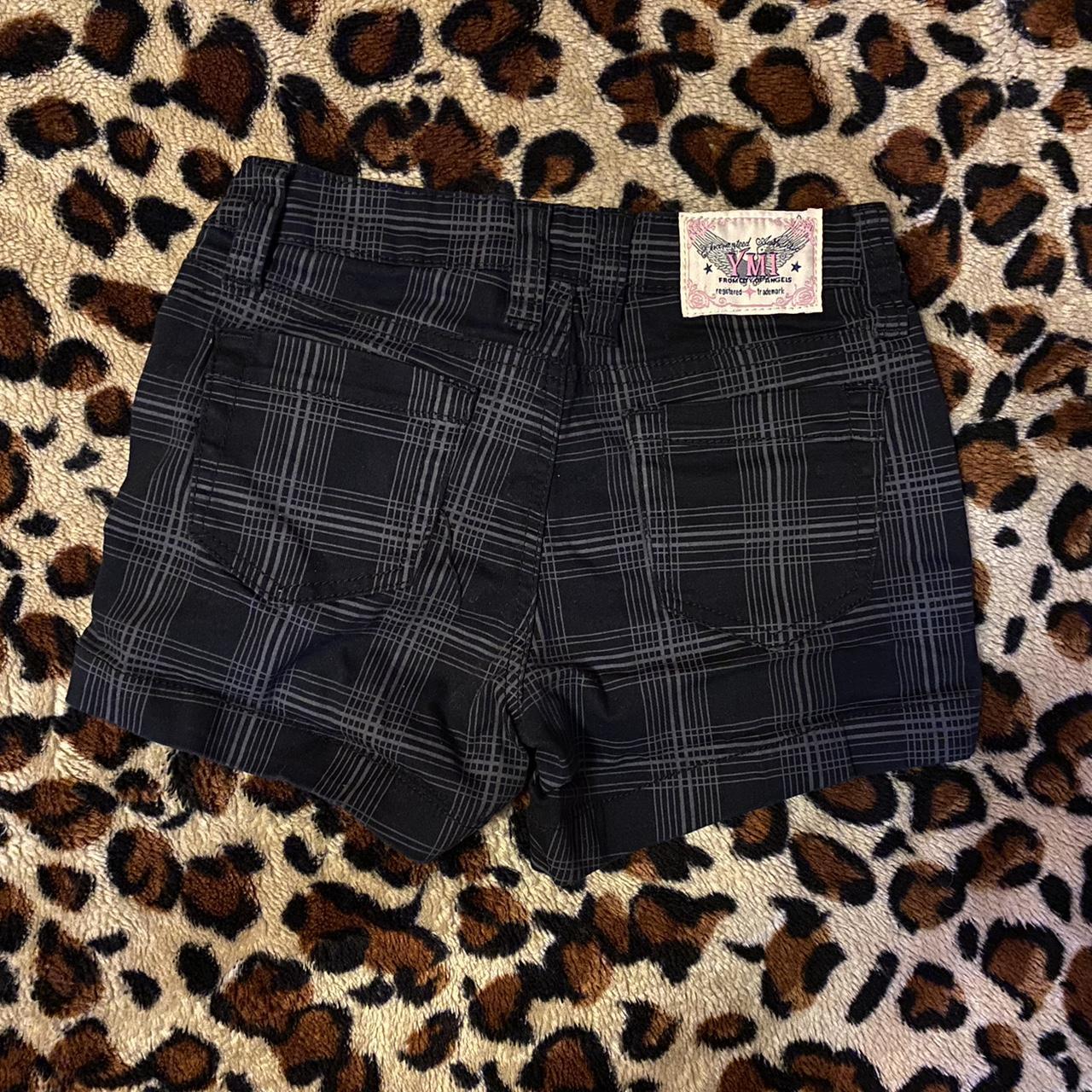 black and grey plaid micro shorts lowrise size 8... - Depop