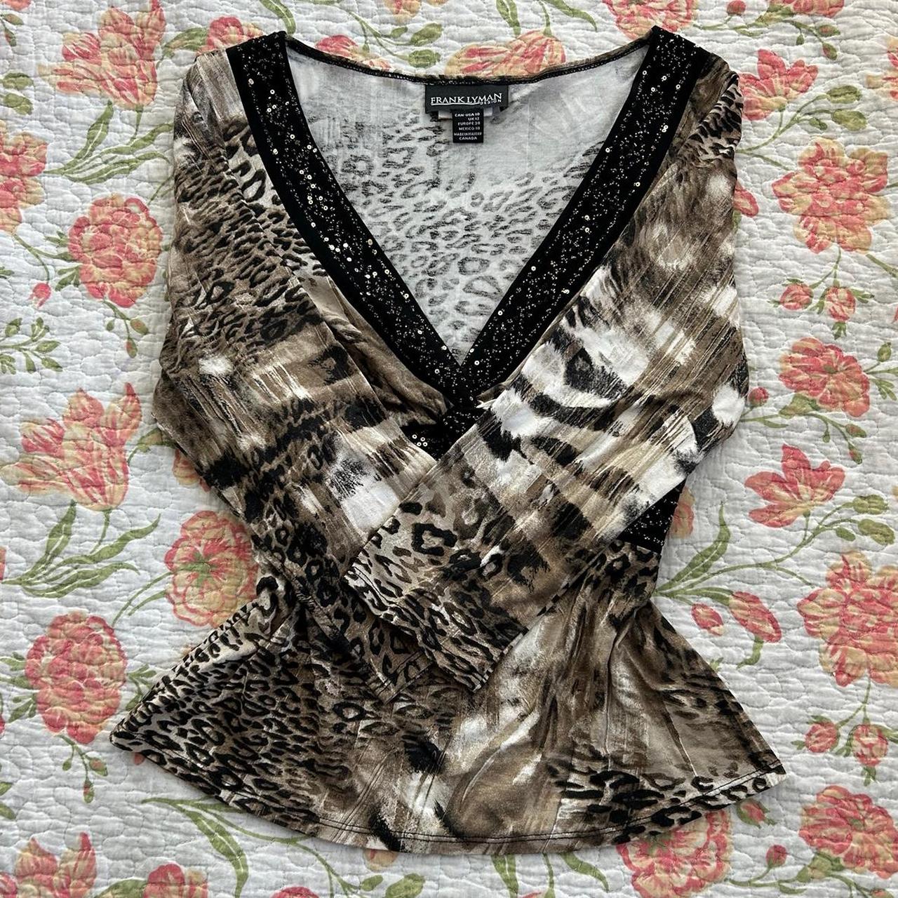 Super cute 2000s Frank Lyman leopard print beaded... | Depop