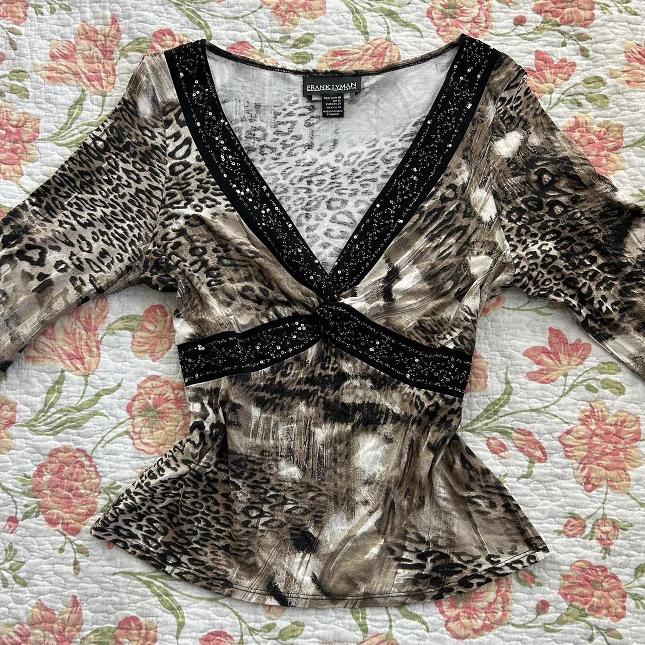 Super cute 2000s Frank Lyman leopard print beaded... | Depop
