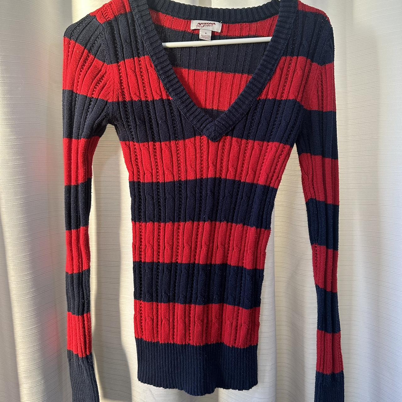 Red and navy blue sweater Arizona jean co #sweater - Depop
