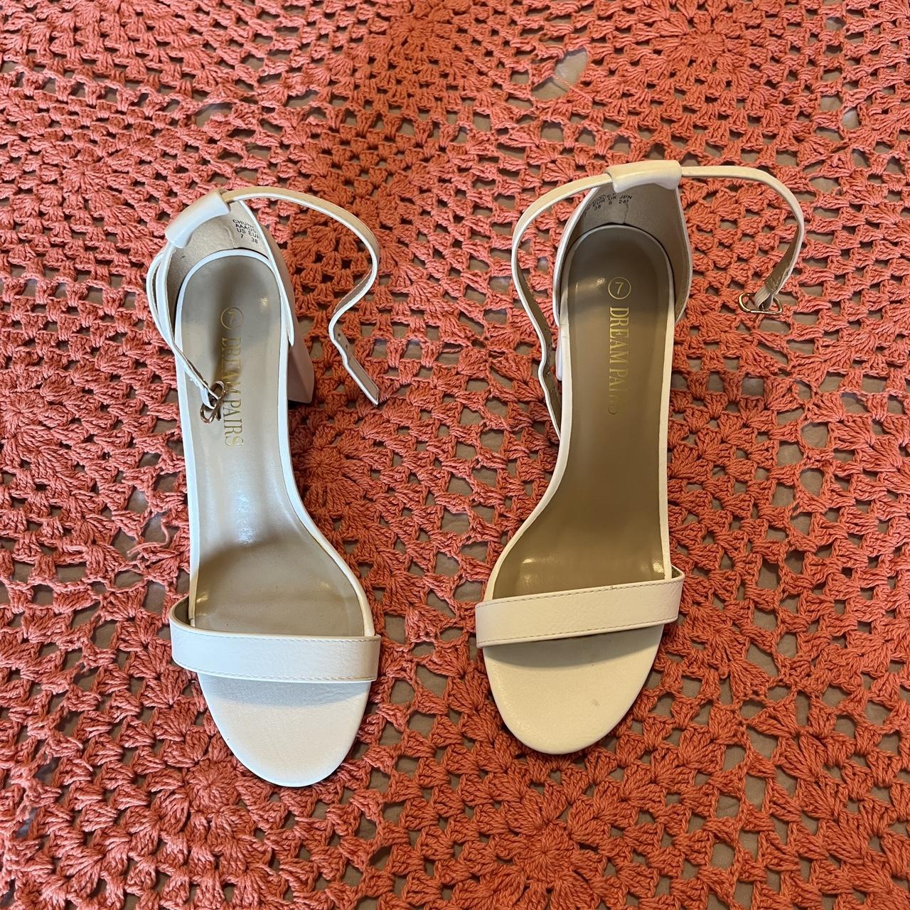 White open toe heels -size 7 - Depop