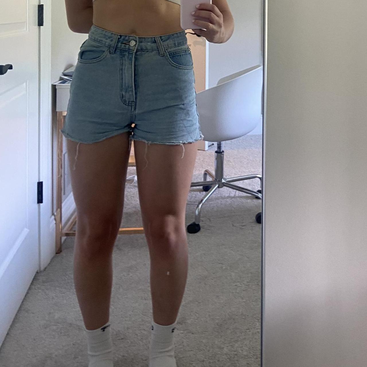 Princess Polly Jean shorts - size 2 - light blue... - Depop