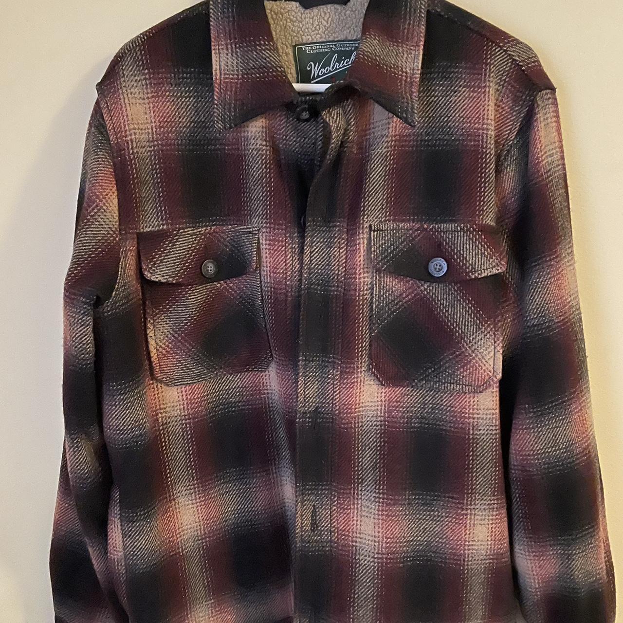 Woolrich brand wool flannel shirt jacket. Sherpa... - Depop