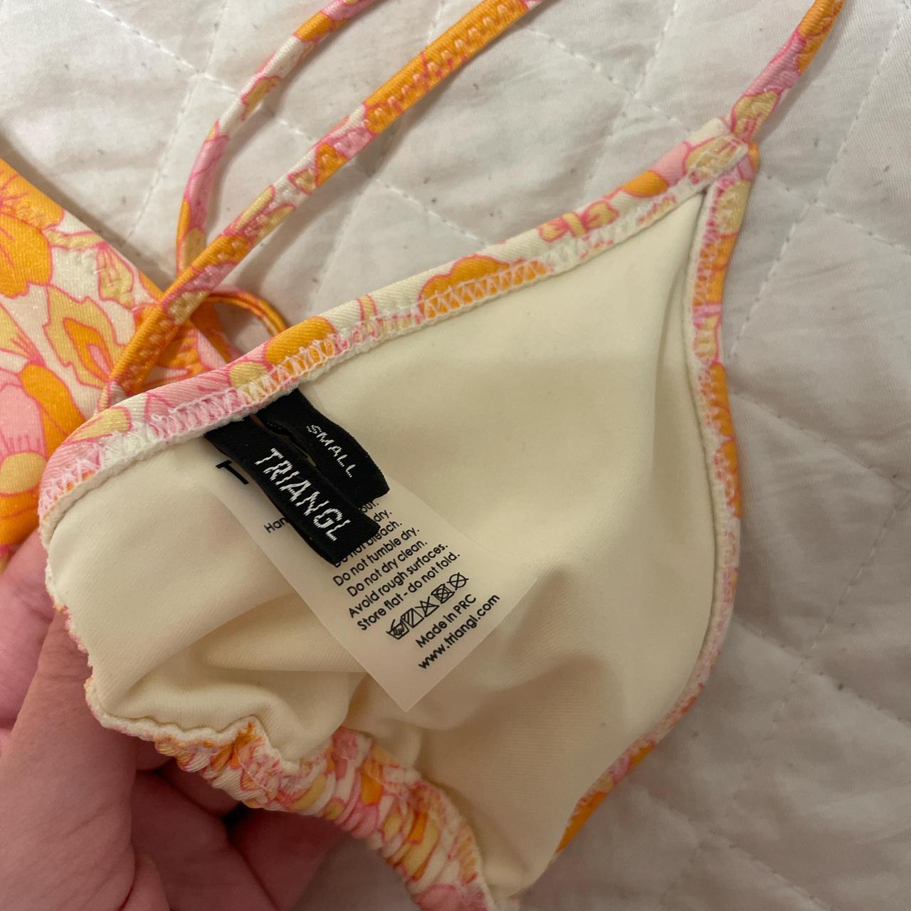 triangl pink and orange kini small top medium bottoms - Depop