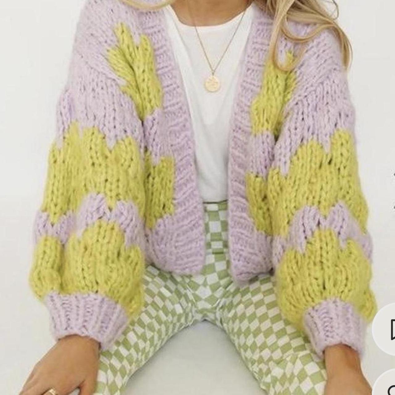 Verge Girl Women's Purple and Green Cardigan | Depop