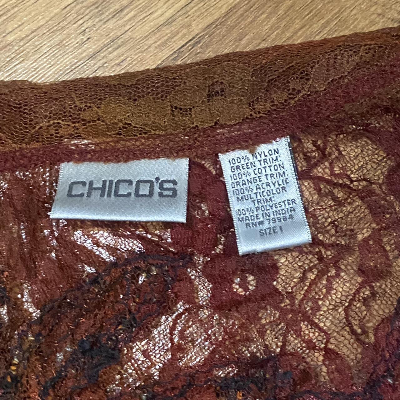 Chico’s Cherry Red Lace Cardigan Unique,... | Depop