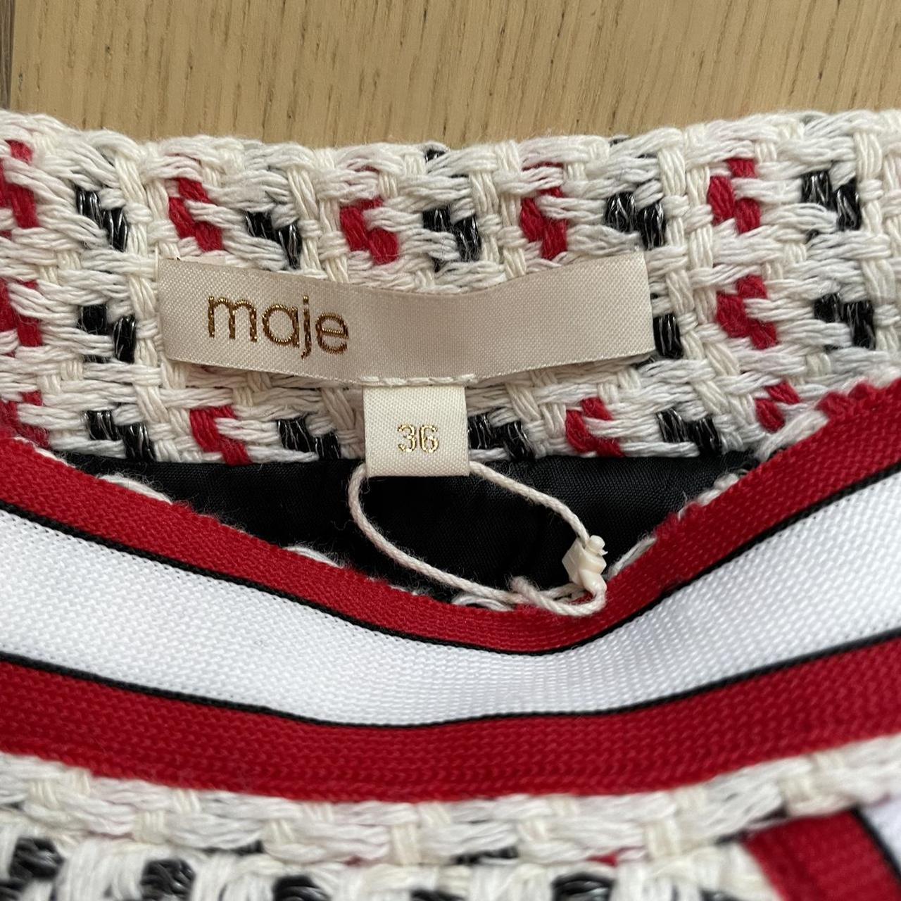 Maje Women's White and Red Skirt | Depop