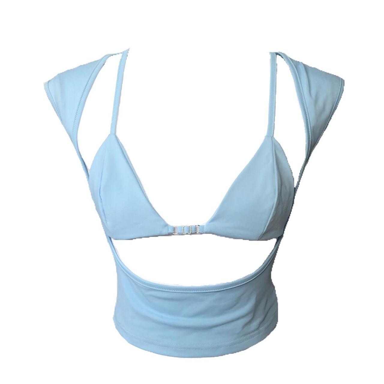Finesse Baby Blue Jersey Cut Out Top ೃ࿐ 𝗡𝗢 𝗣𝗔𝗬𝗣𝗔𝗟... - Depop