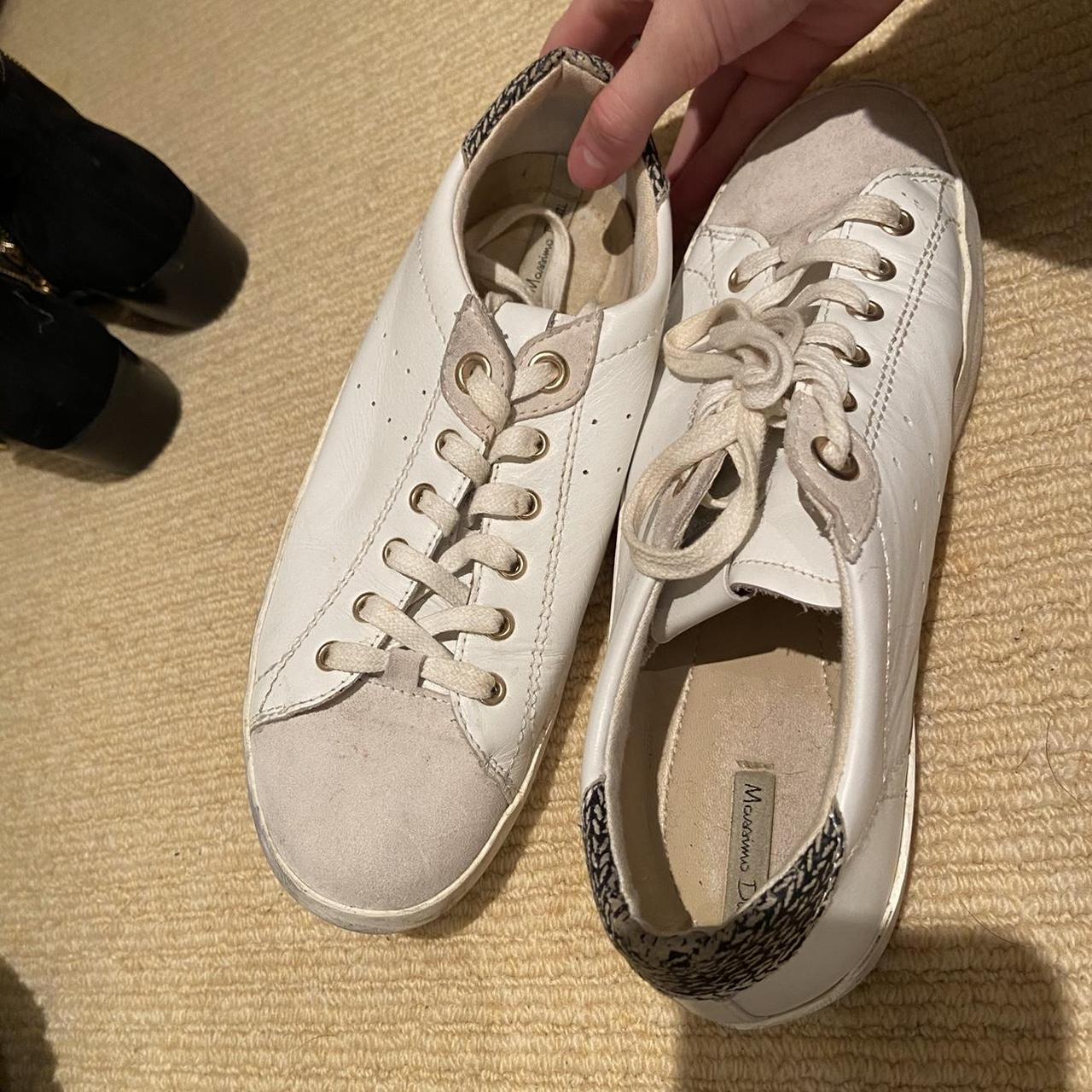 Massimo dutti white and off white / cream low top... - Depop