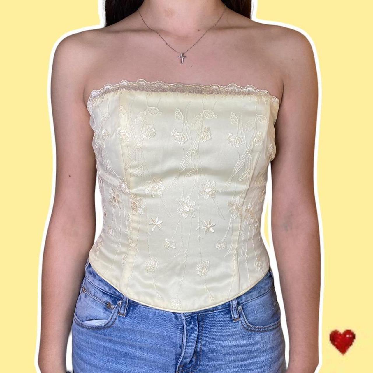 Jessica McClintock Women's Yellow Corset | Depop