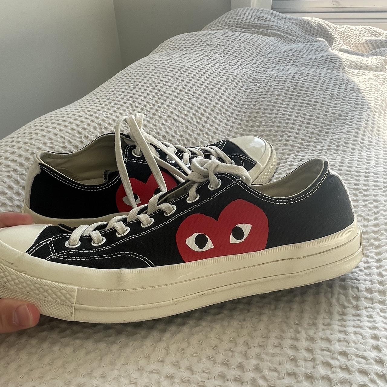 Black Low Comme Des Garçon Converse UK 10 Hardly... - Depop