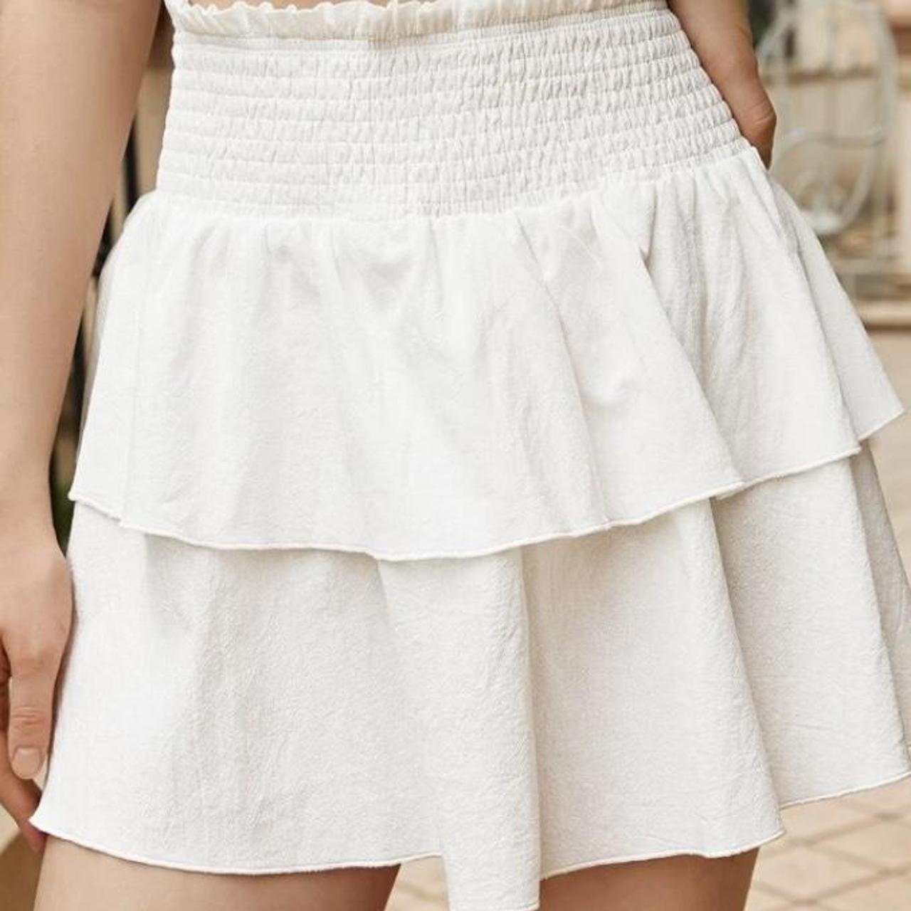 white ruffle skirt- basic mini skirt, good for... - Depop