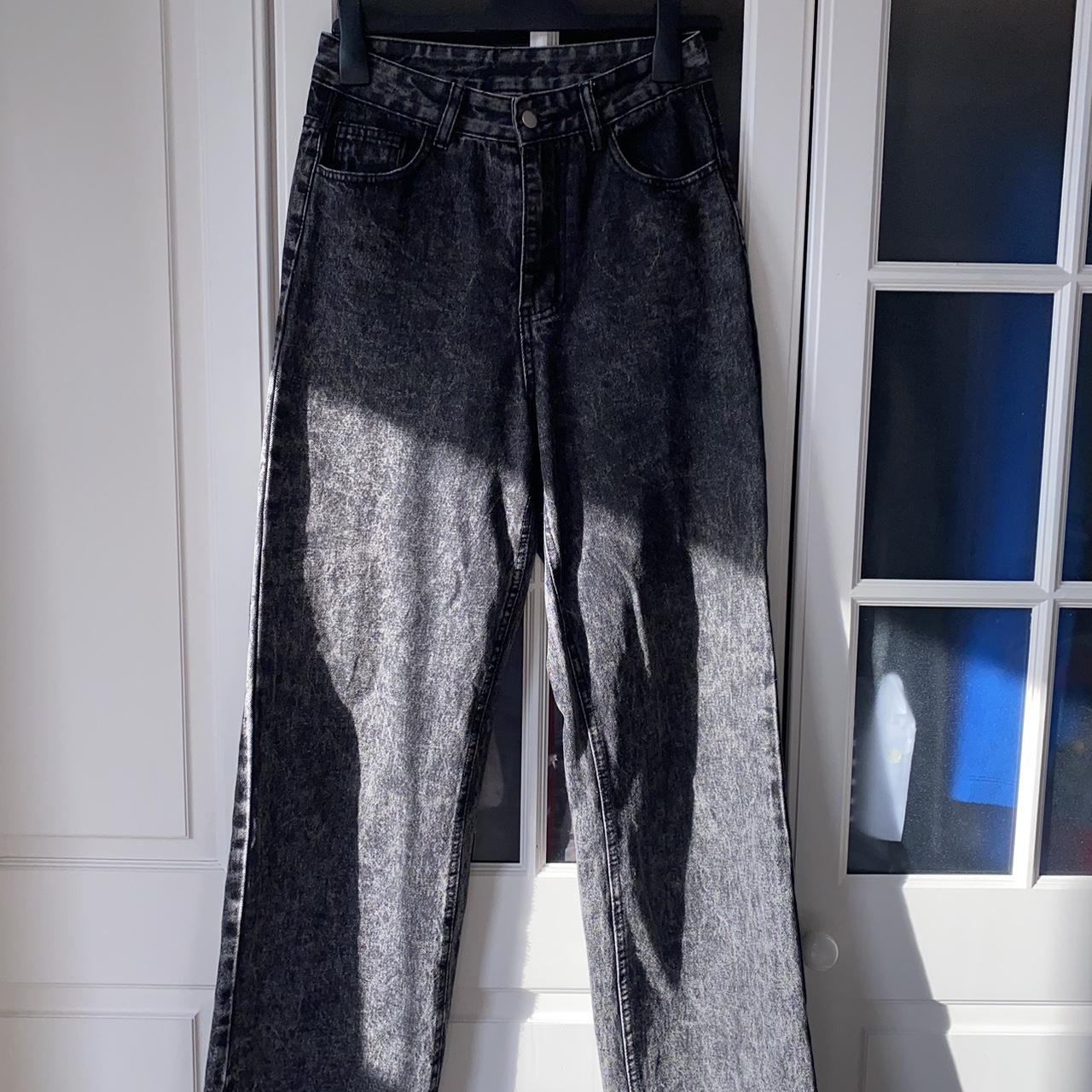 Acid wash black jeans Wide leg Size M #denim... - Depop