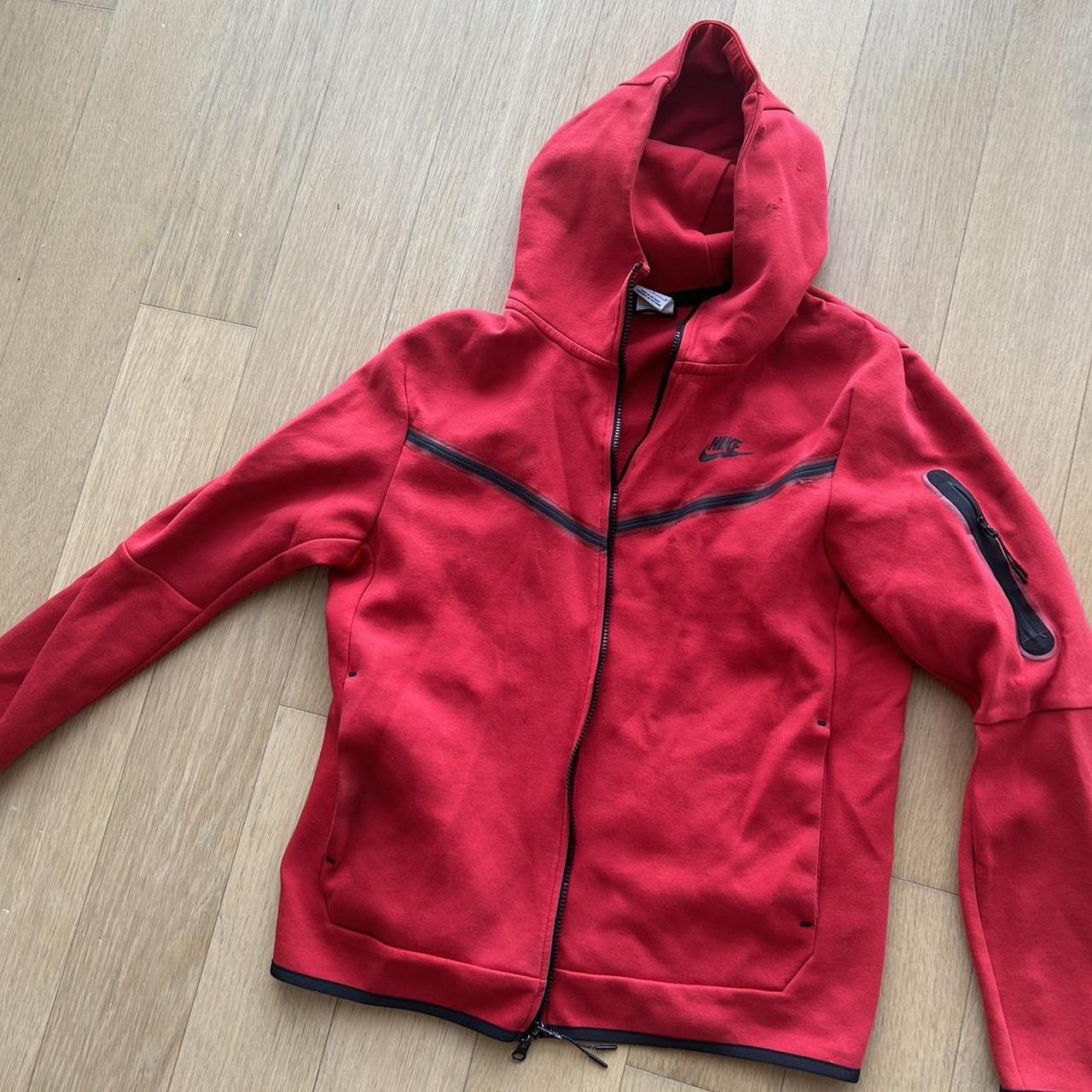 Red Nike Tech Fleece hoodie #NikeTechFleece - Depop