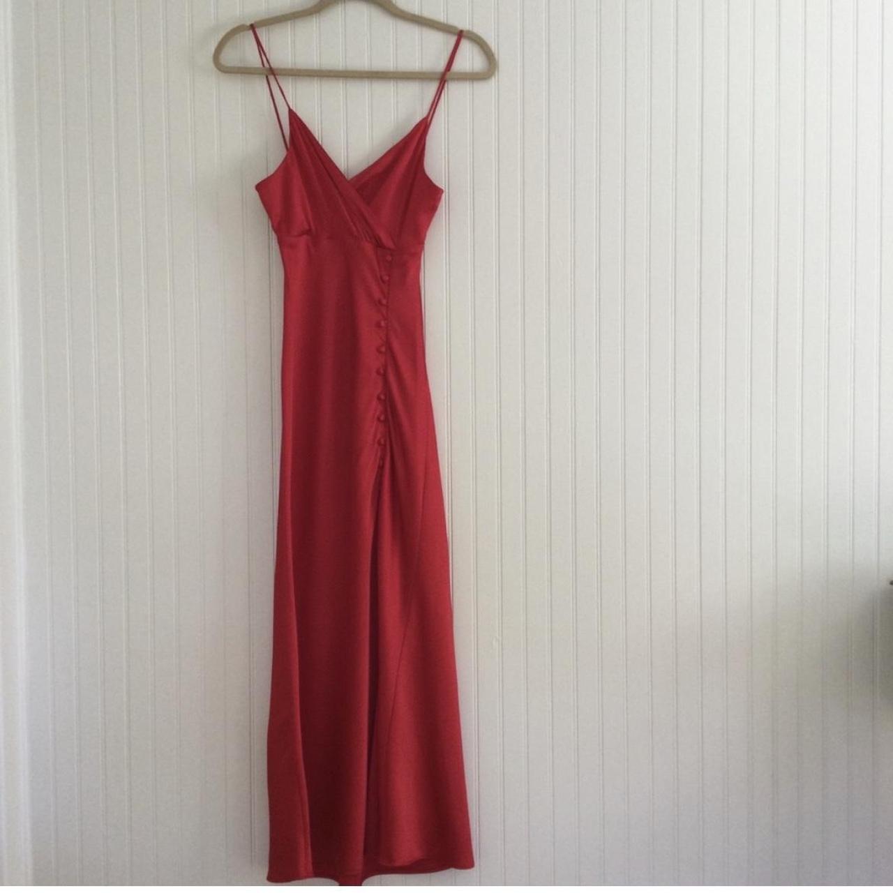 red zara silky dress bright vibrant red zara dress... - Depop