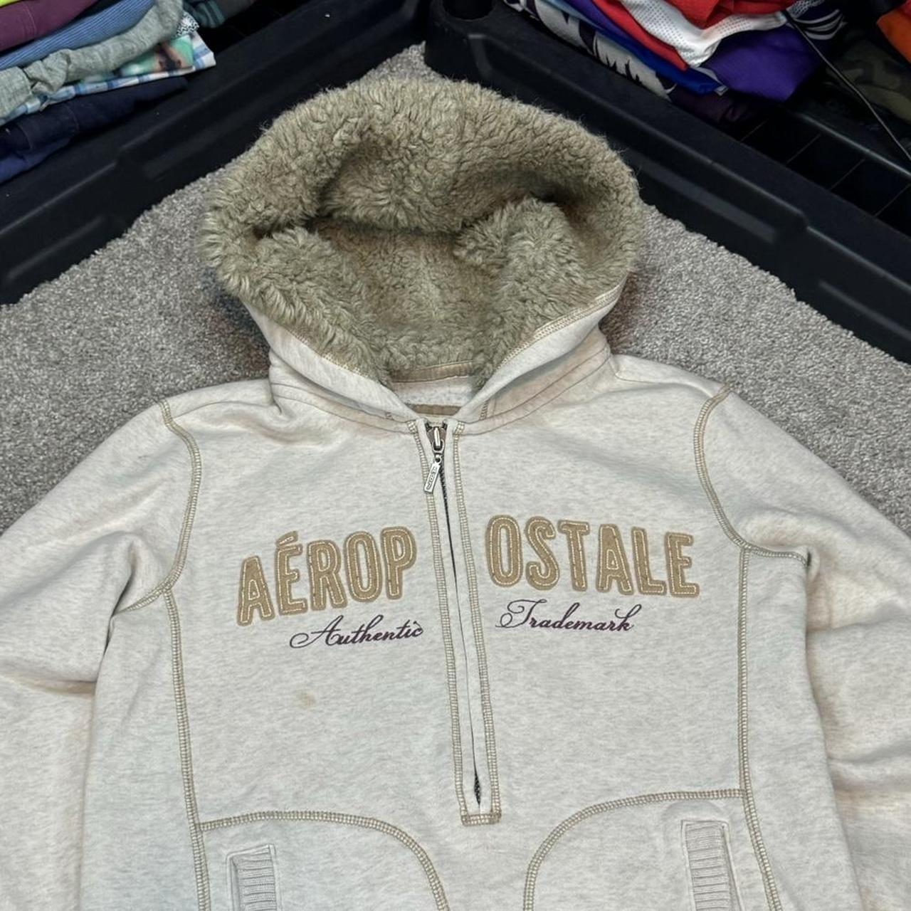 VTG Y2K 2000s Aeropostale Fur Lined Zip Up... - Depop