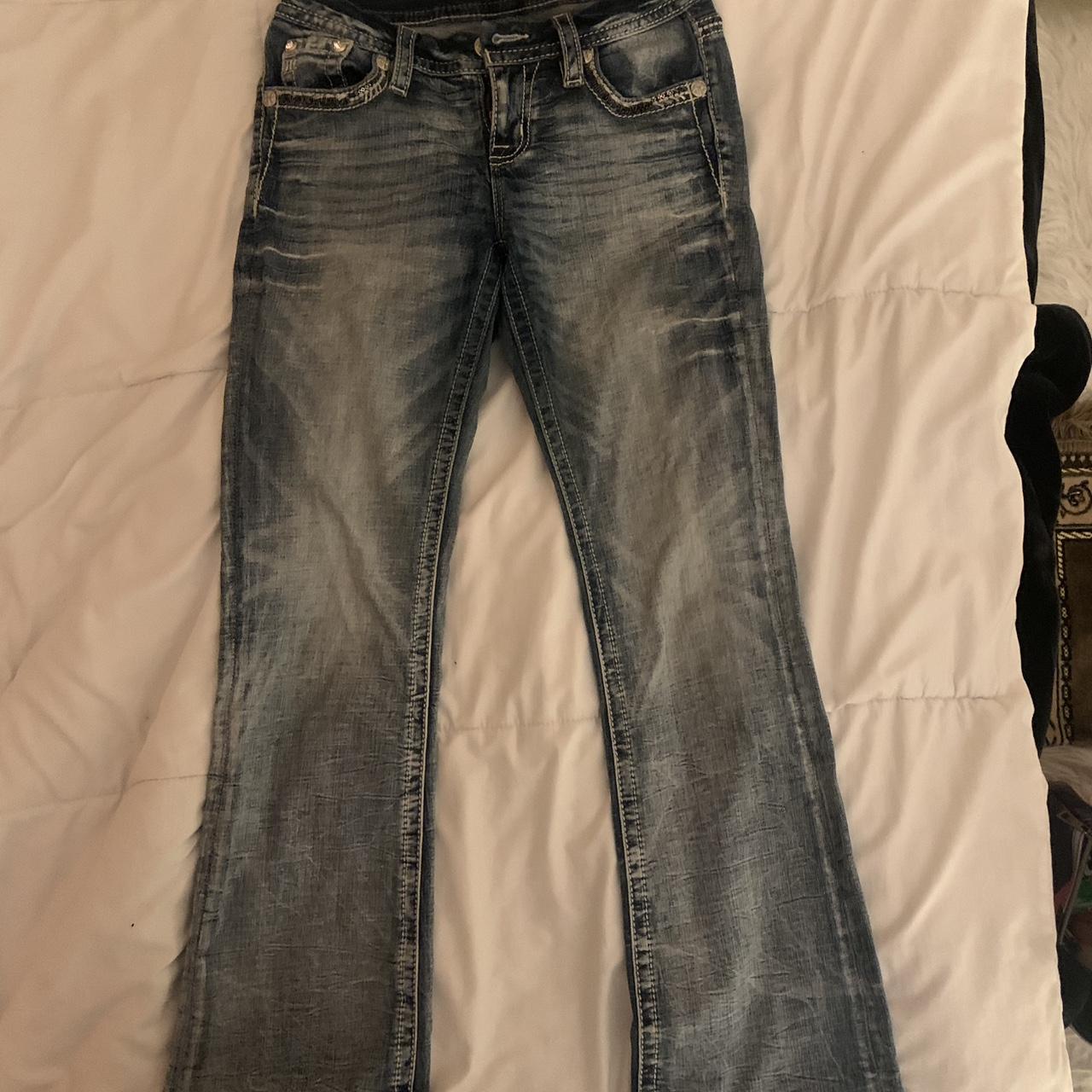 Miss Me flare jeans with silver accents - Size... | Depop